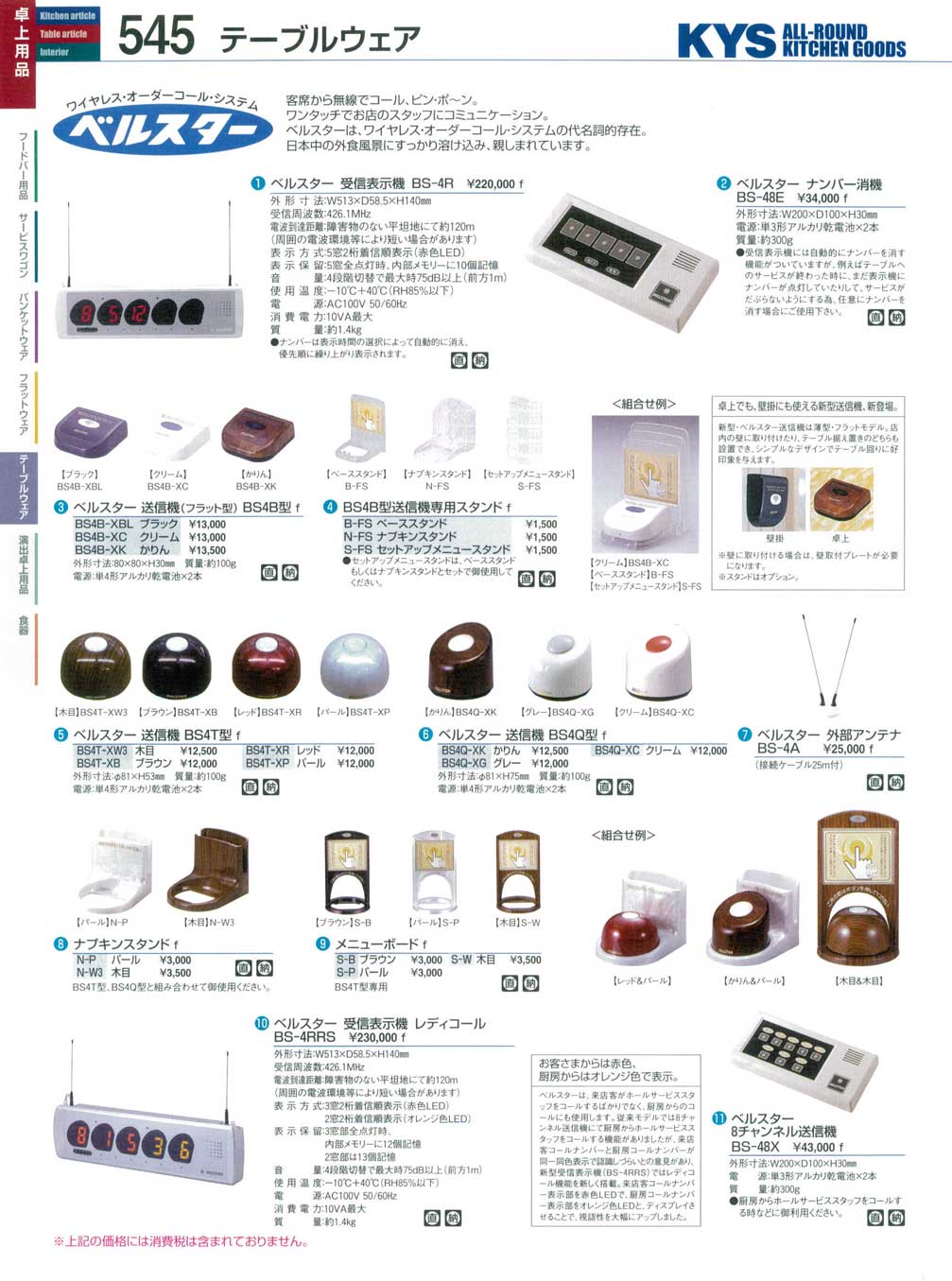 ベルスター 送信機 BS4B－XK かりん フラット型 （商品番号10-0545-0303）